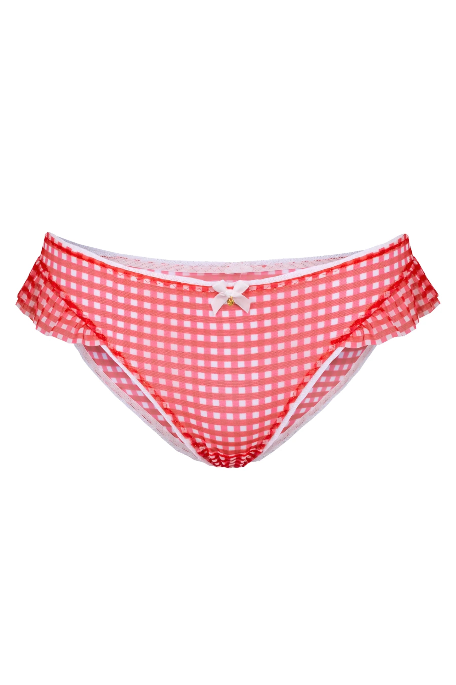 Chouchou Eva Bikini Brief in Gingham Red | Ruffles & Lace Lingerie
